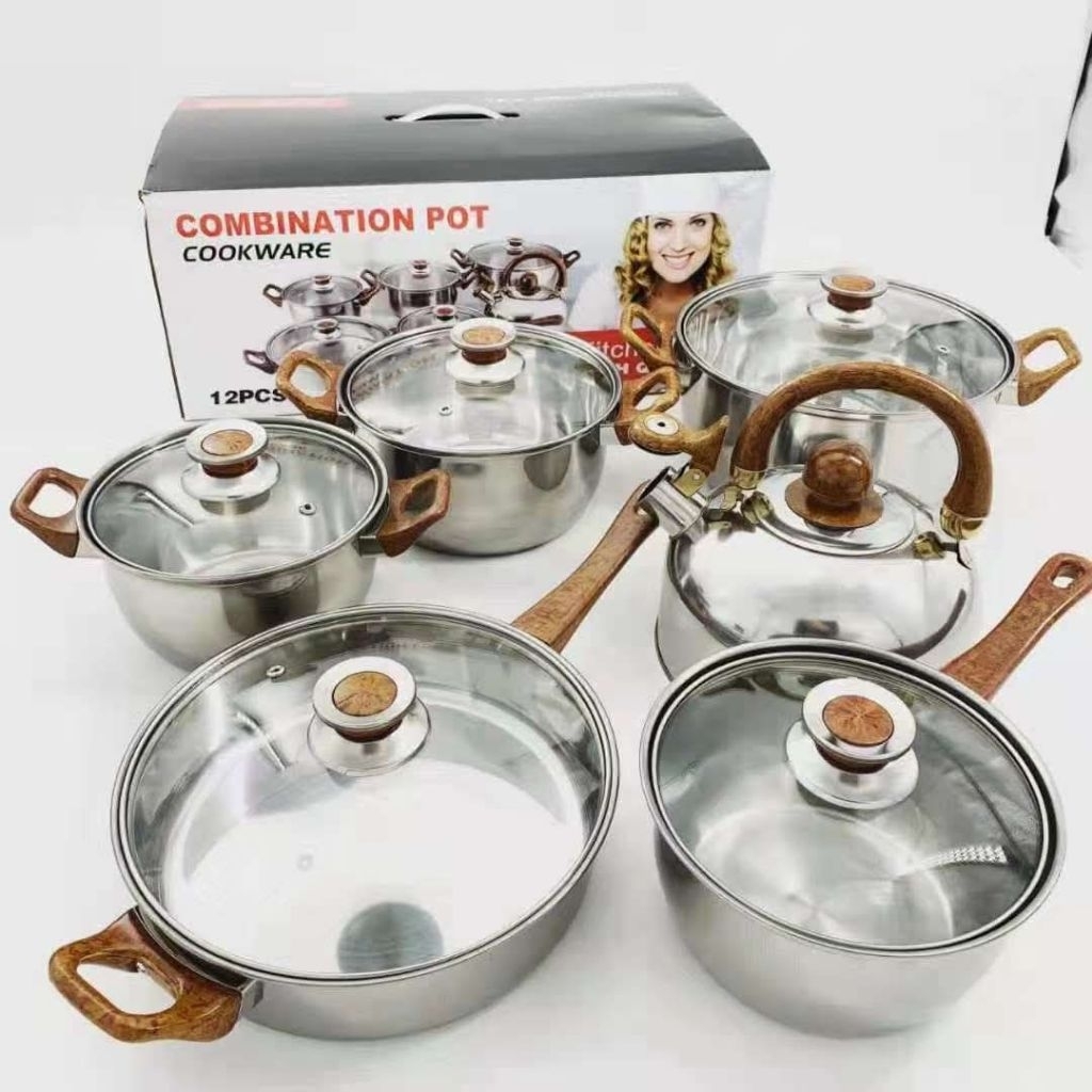 Jual PANCI SET KAYU 12 PCS COOKWARE PANCI SETSTAINLESS STILL PANCI KAYU ...