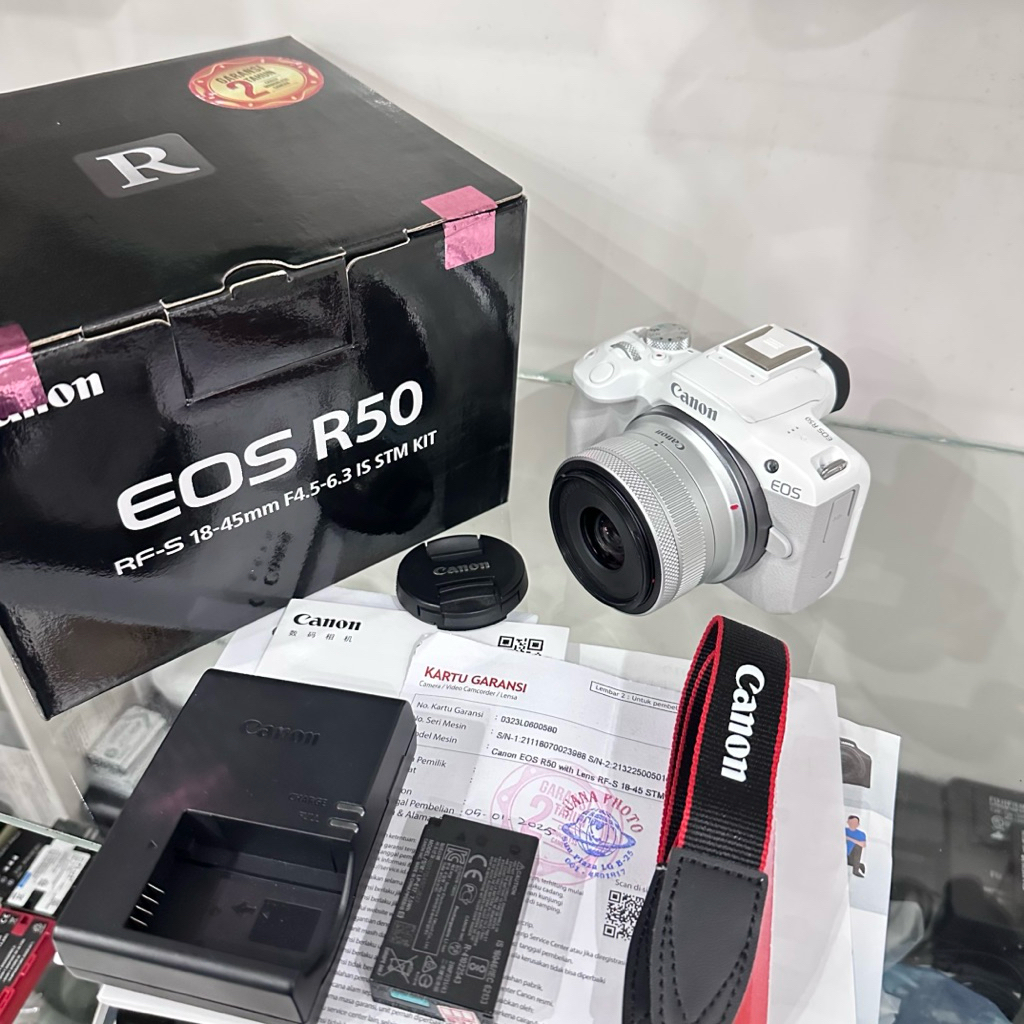 Jual CANON R50 KIT 15-45mm FULLSET BOX GARANSI DESEMBER 2025 SC RENDAH 5K | Shopee Indonesia