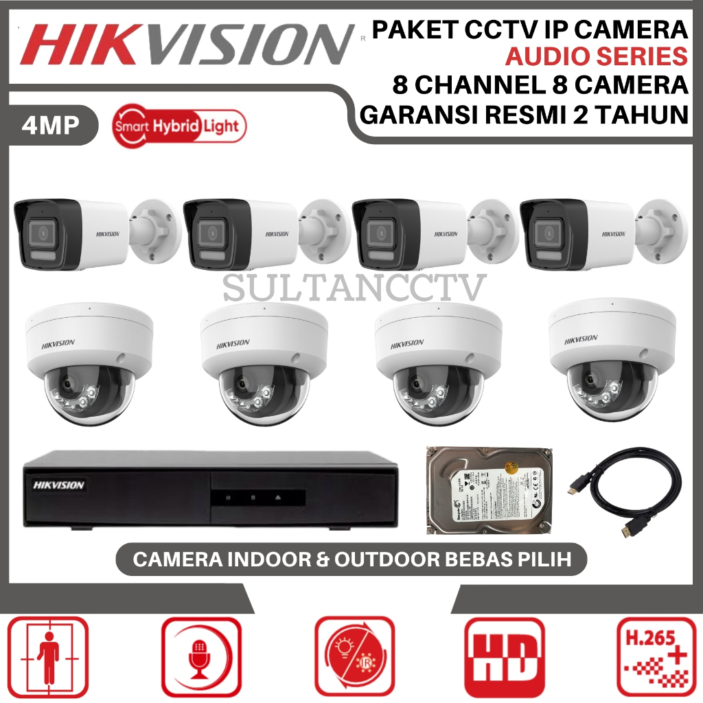 Jual Paket Cctv Ip Camera Hikvision 4mp 8 Channel 8 Camera Poe Nvr ...
