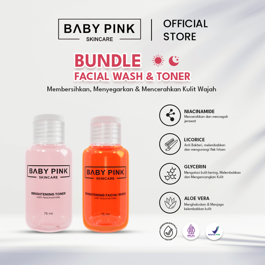 Jual BABY PINK SKINCARE - Brightening Facial Wash & Brightening Toner ...
