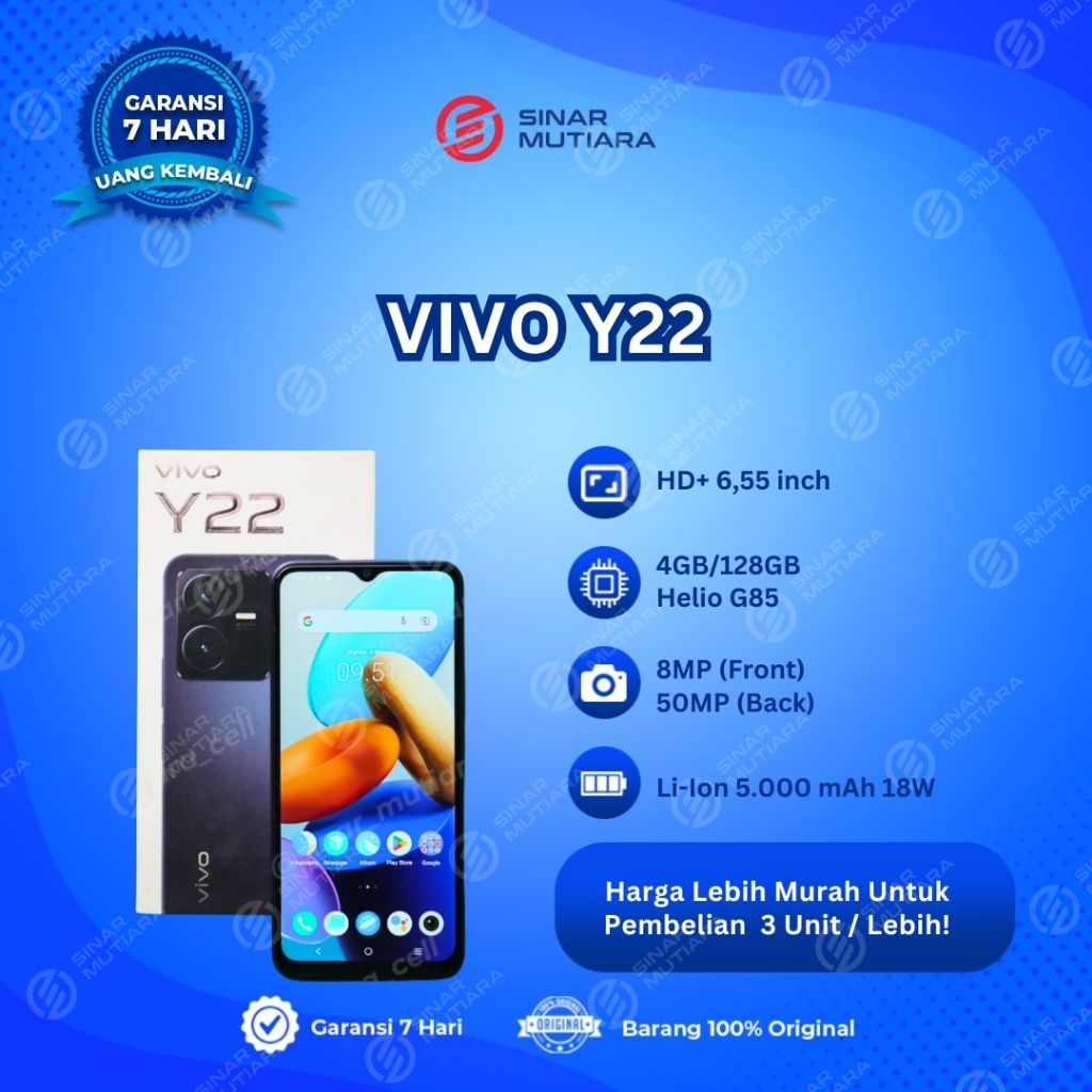 Jual HANDPHONE SECOND VIVO Y22 4/128 GB | Shopee Indonesia