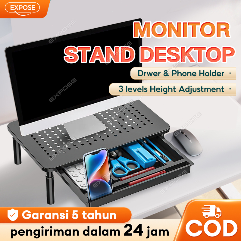 Jual Monitor Stand 3 Tinggi Disesuaikan Berdiri Ergonomis Stand Riser ...
