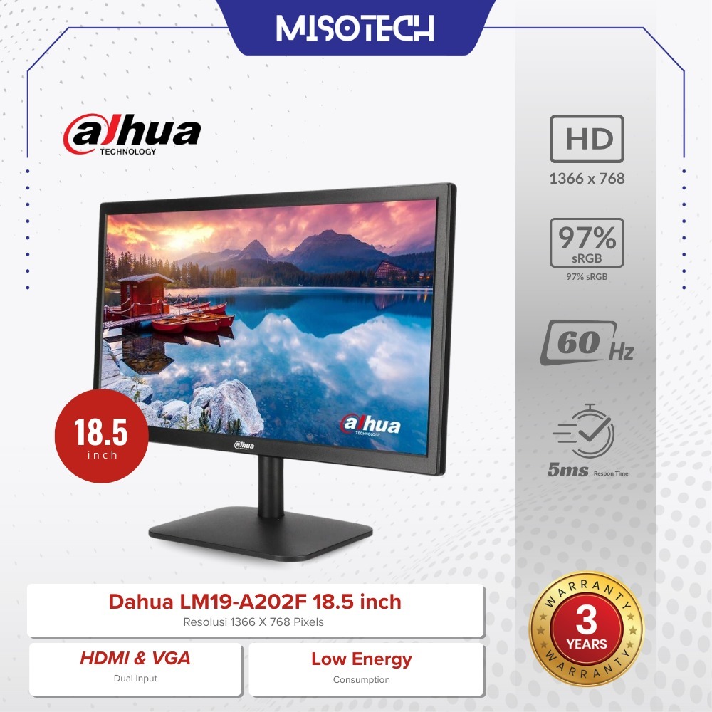 Jual Dahua DHI-LM19-A202F Monitor LED 19 Inch HD Panel TN Speaker PC CCTV | Shopee Indonesia