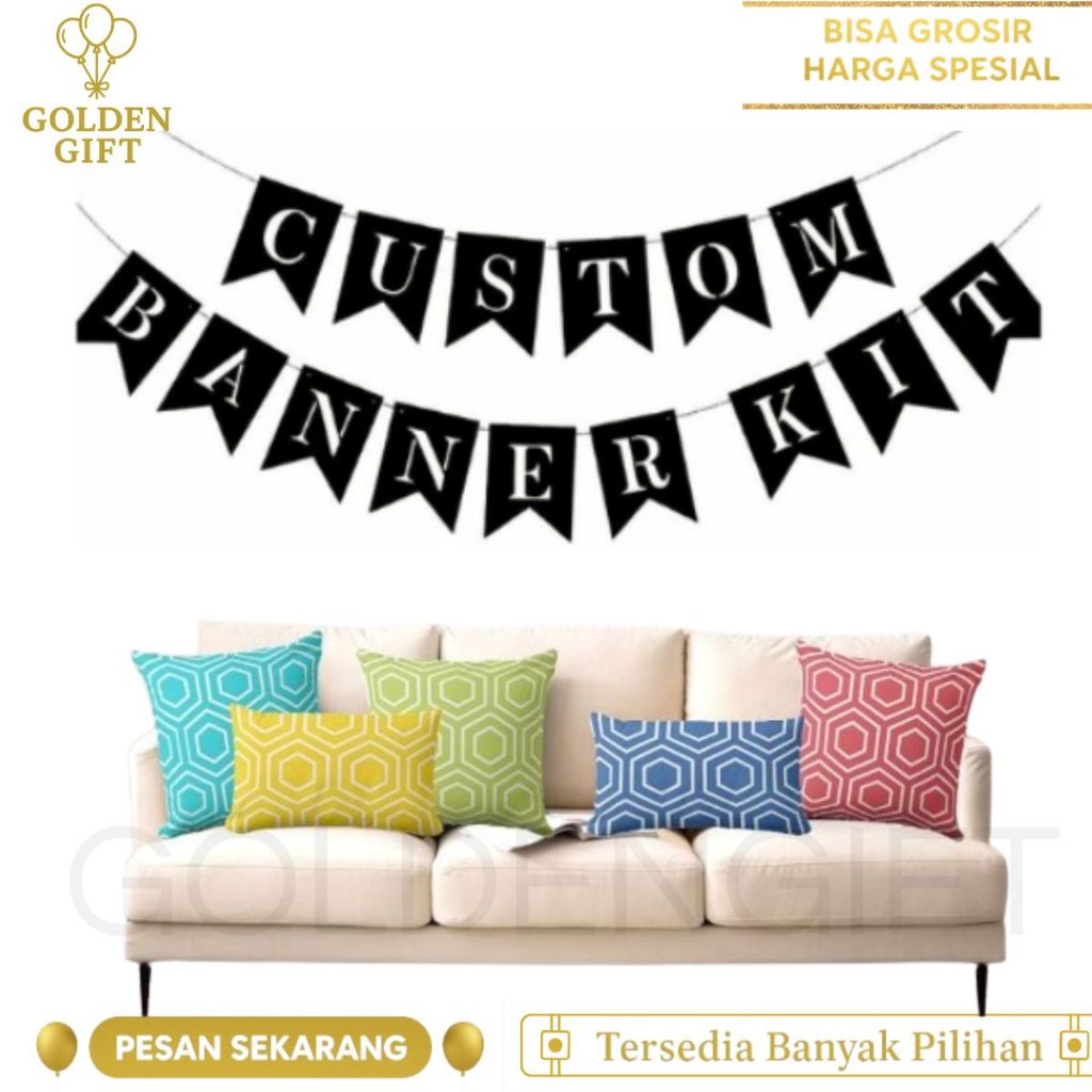 Jual Custom Banner Huruf Segi 5/Bunting Flag (Eid Mubarak/Tedhak Siten ...