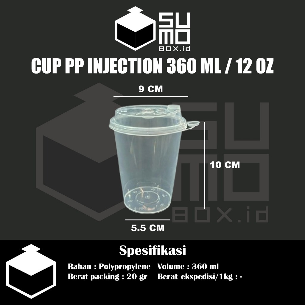 Jual [1 PAK ISI 25 PCS] Gelas Plastik Injection 12 Oz 360ml + Tutup PP Cup Injection Reusable ...