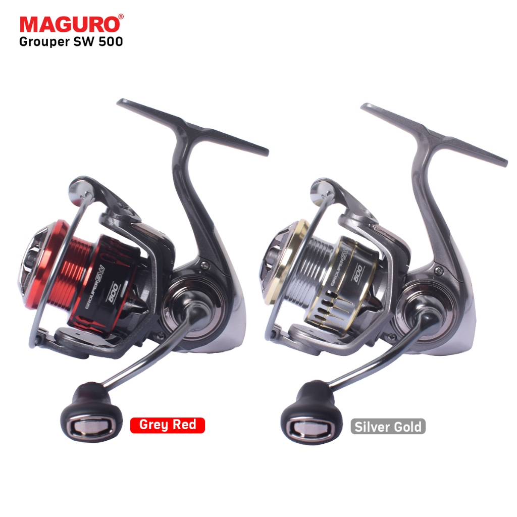 Jual Reel MAGURO GROUPER SW | 500 800 | Grey Red - Silver Gold | Ultra Light | Spinning ~ IM ...