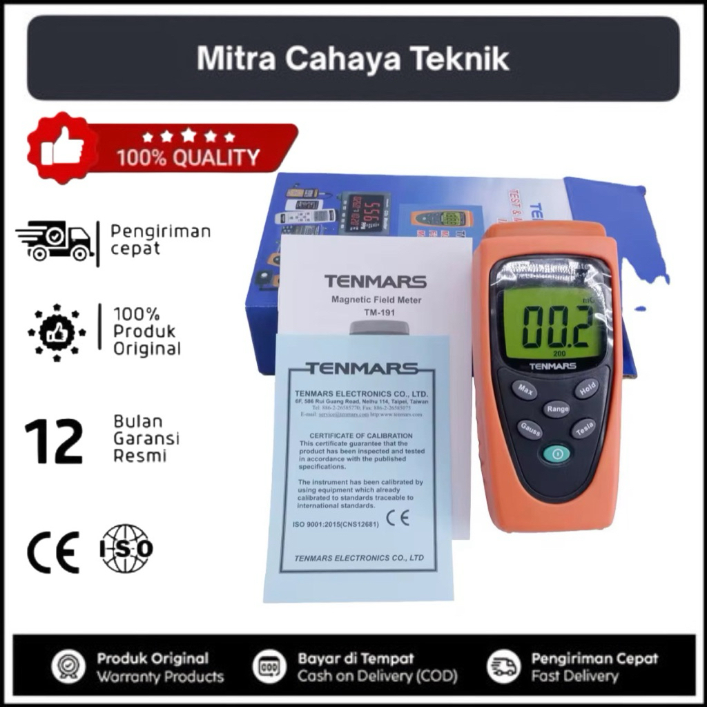 Jual Magnetic Field Meter TENMARS TM191 Gauss Tesla Magnet TM-191 EMF ...