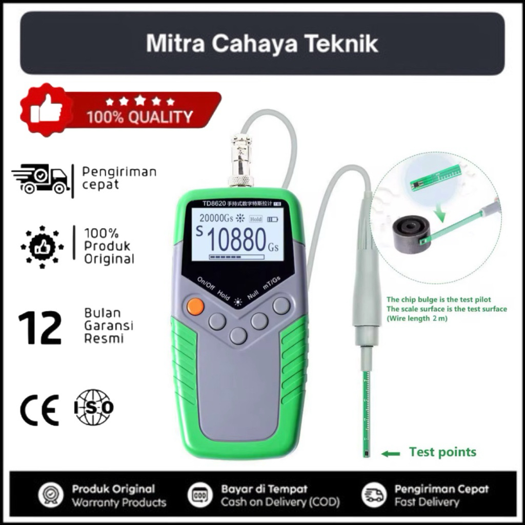 Jual Tesla Gauss Magnet Meter TD8620 Flux Tester TD-8620 Magnetic Field ...
