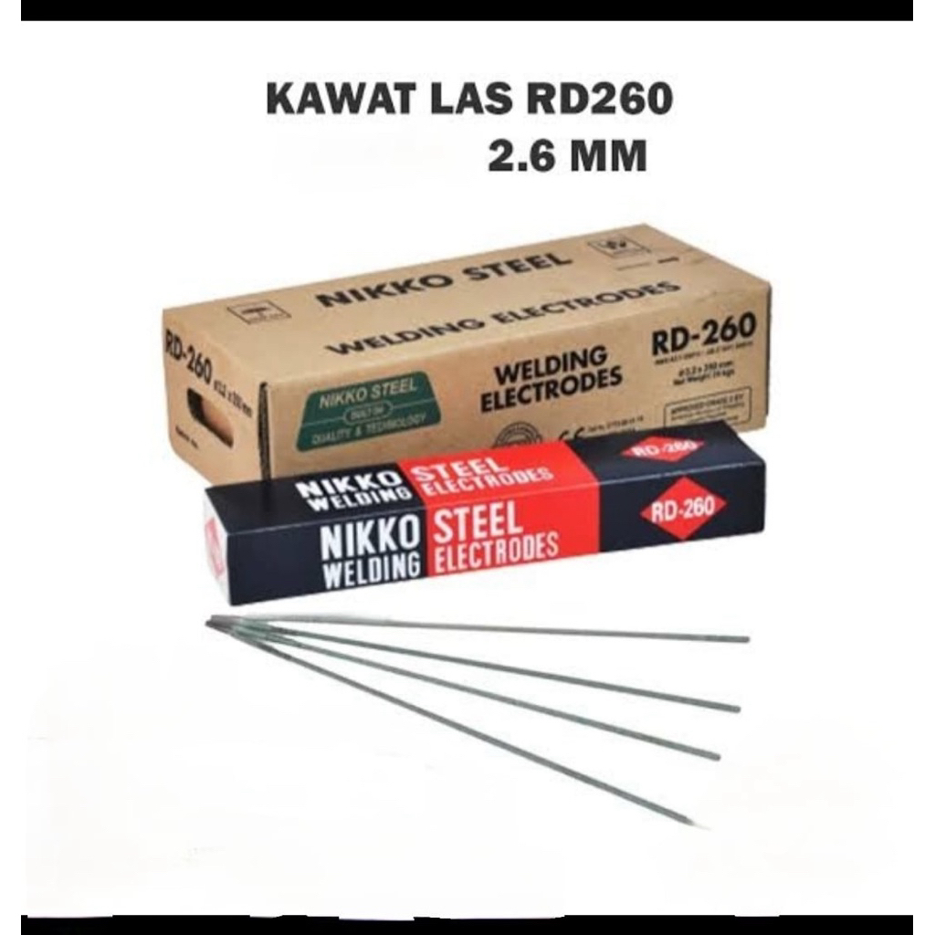 Jual Kawat Las Nikko Steel RD 260 2.6 mm Elektroda Las Besi Baja 100% original garansi uang ...