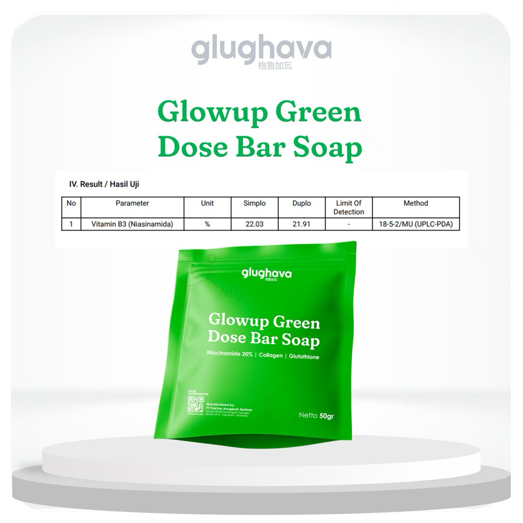 Jual GLUGHAVA - GREEN DOSE BARSOAP 20% NIACINAMIDE ( TIDAK untuk kulit ...