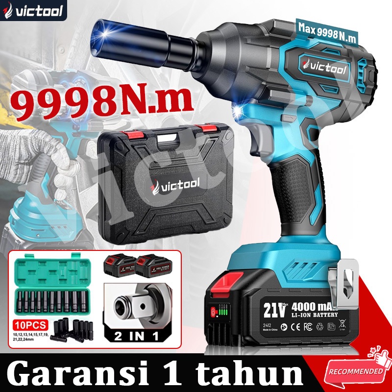 Jual Victool Impact Wrench Cordless 1/2 inci 9998N.m Torsi Tinggi bor ...