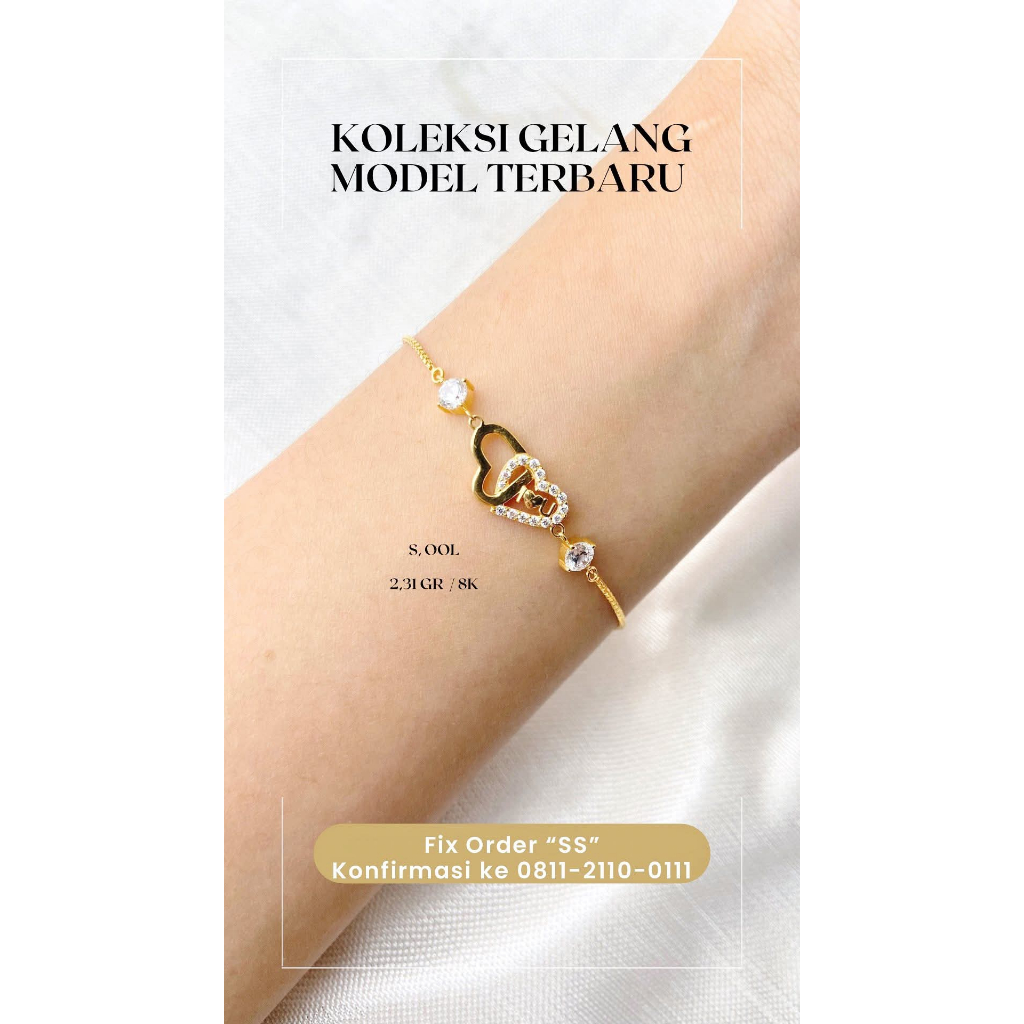 Jual Gelang Emas Dewasa Italy Santa Cor Love Mt Pth Serut 8K (Complete ...