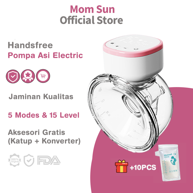 Jual Mom Sun Pompa Asi Electric Handsfree Hisap Kuat Breast Pump ...