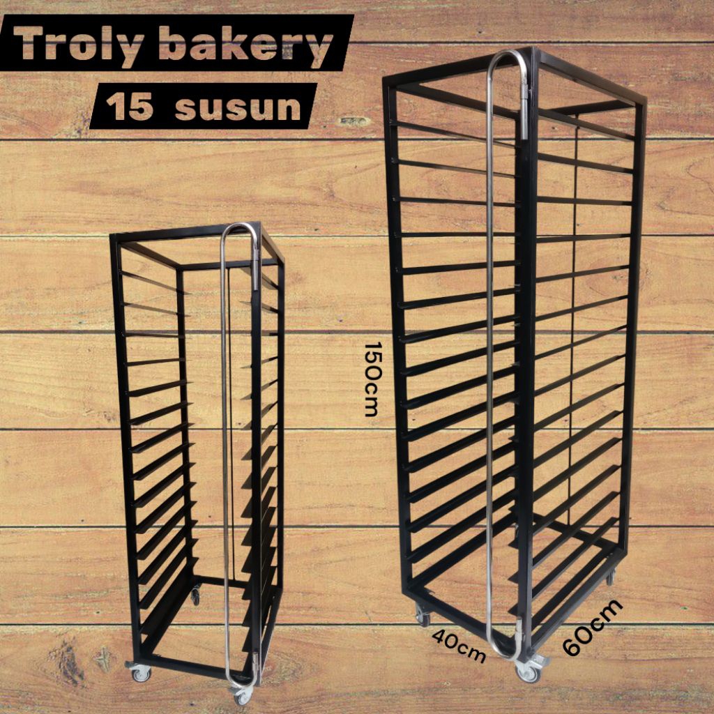 Jual Rak troly bakery/roti 15 susun tinggi 150x40x60 | Shopee Indonesia