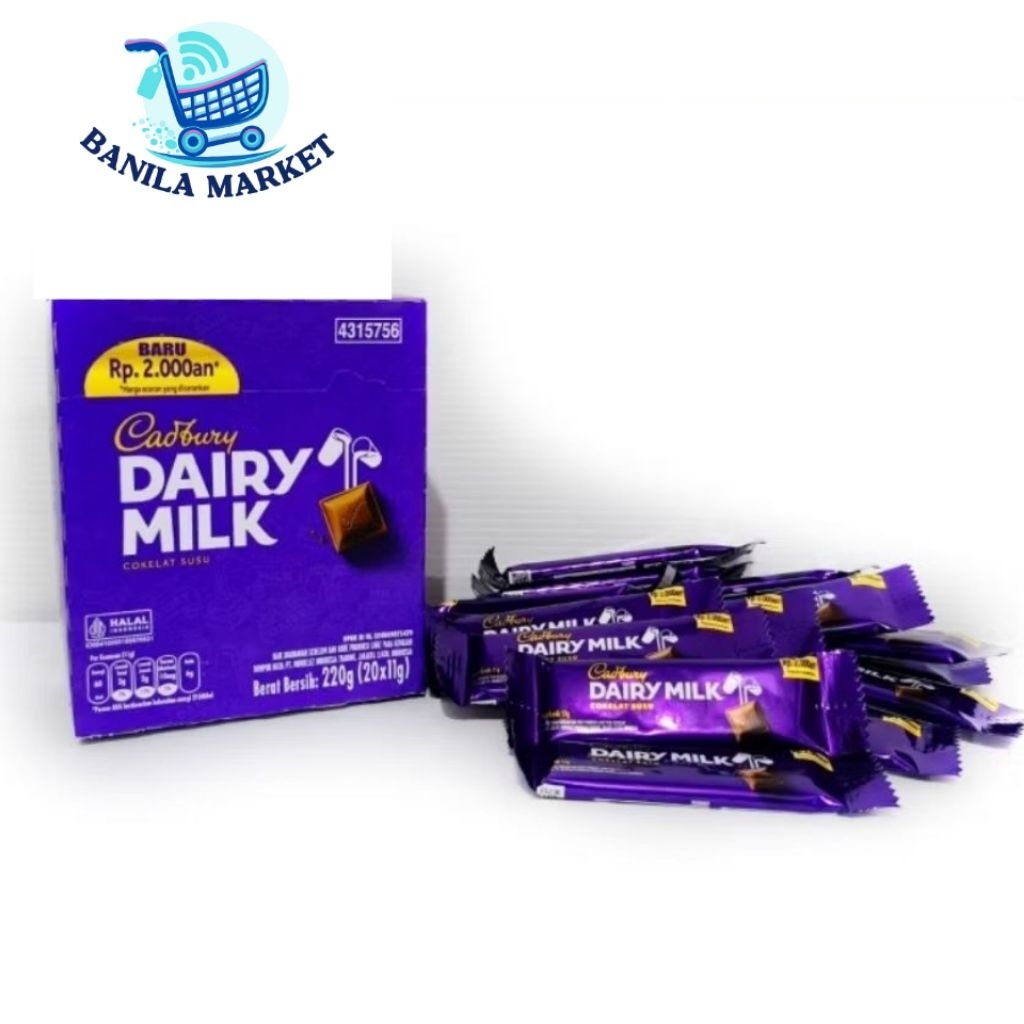 Jual Cadbury Dairy Milk 11gr Box isi 20pcs | Shopee Indonesia