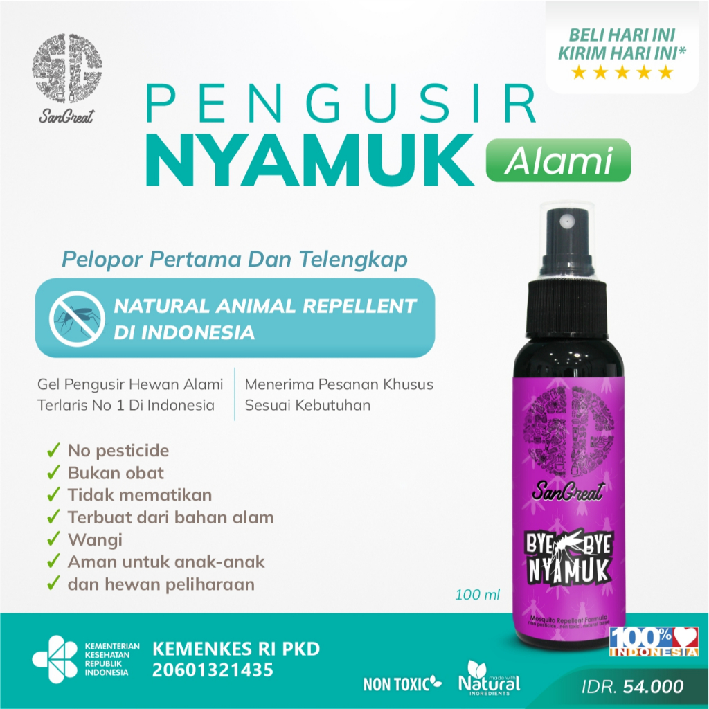 Jual Anti gigitan nyamuk sereh alami non pestisida SanGreat Bye Bye ...