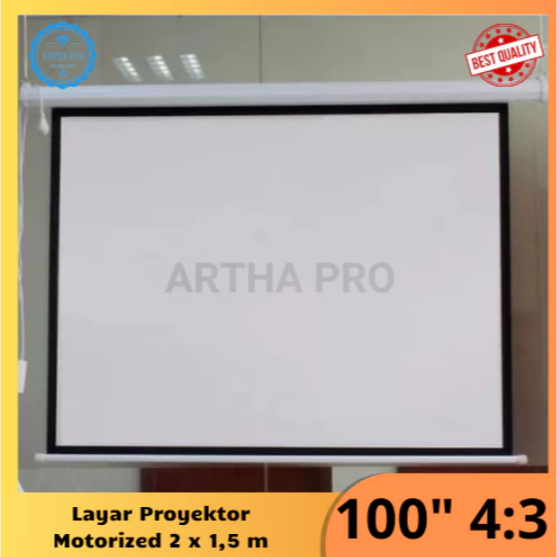 Jual Layar proyektor elektrik 100 inch rasio 4:3 | screen projector 2 x ...