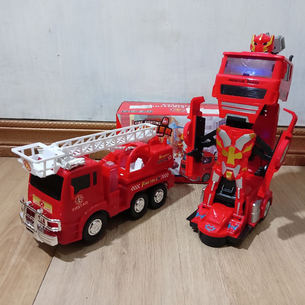 Jual Pemadam Robot Transformer Hero Merah Truk Mobil Pemadam Api ...