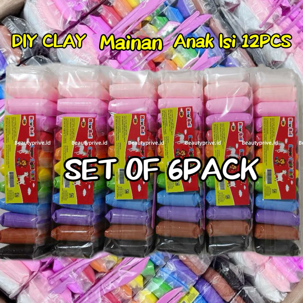 Jual 6Pack DIY Clay Maintain Anak Isi 12Pcs Clay Jumbo 12Warna Clay ...