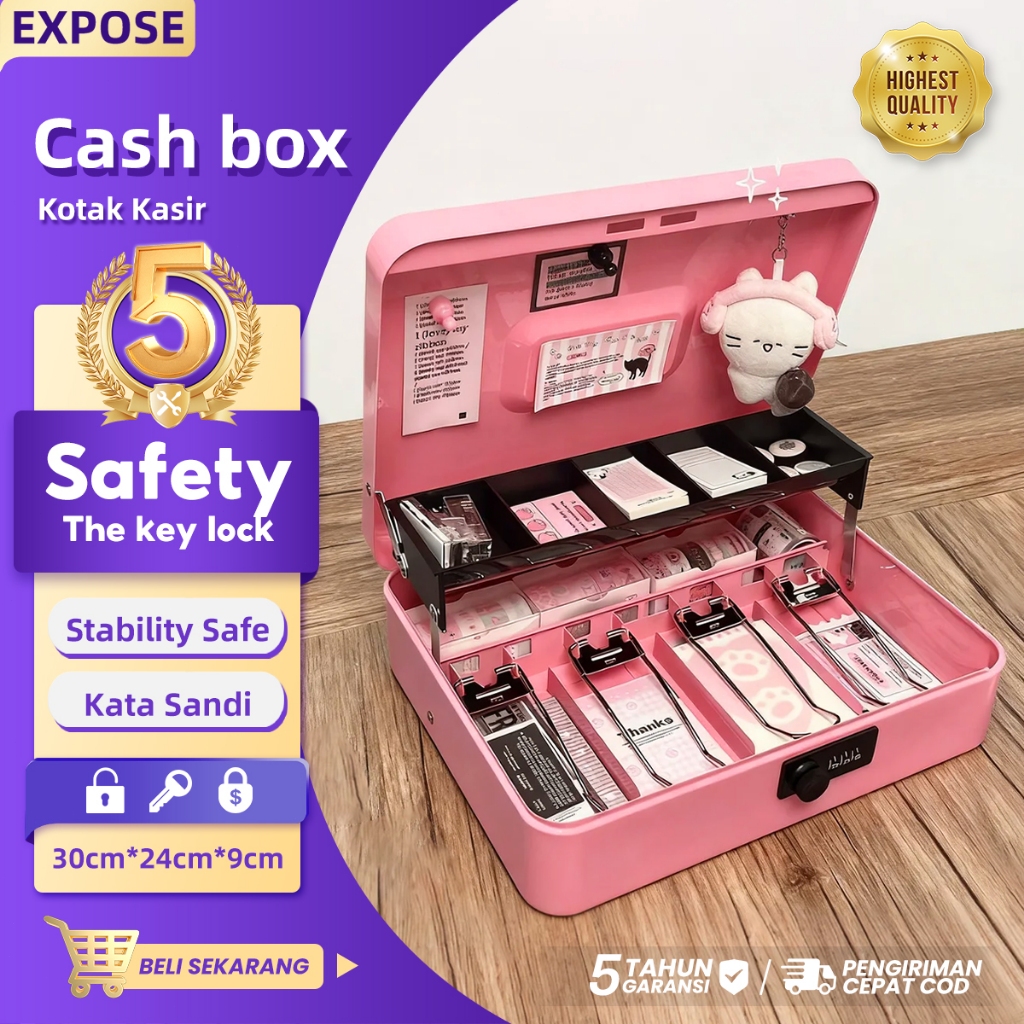 Jual Brankas Kotak Uang Cash Box Portable Brangkas Money Box Safety ...