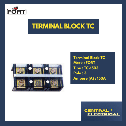 Jual FORT Terminal Block TC 3 Pole, 150A merk Fort tipe TC - 1503 ...
