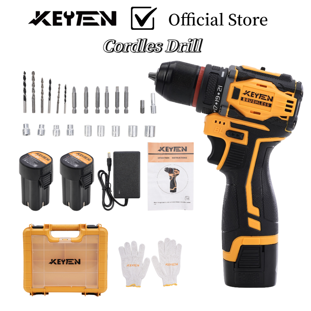Jual KEYTEN Bor Listrik Mesin Bor Baterai Set Bor Tanpa Kabel Obeng ...