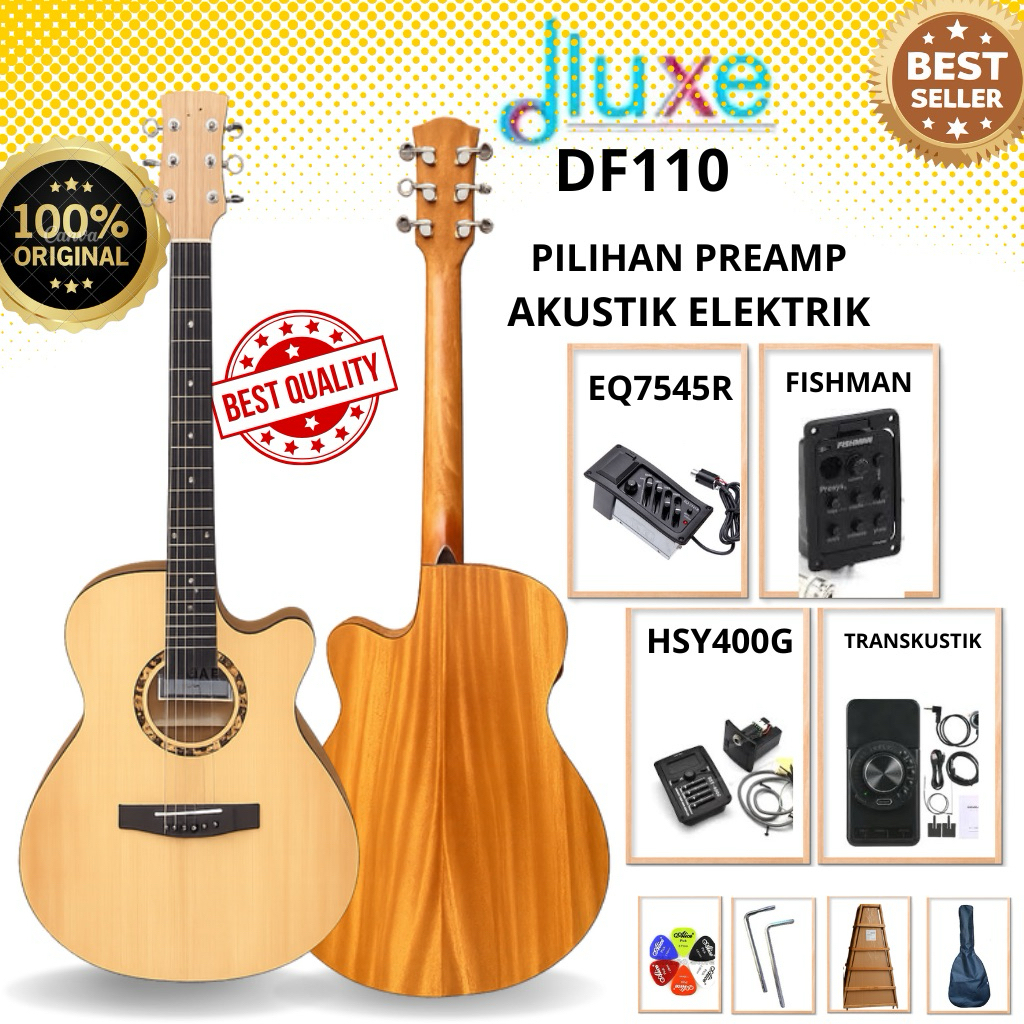 Jual GITAR AKUSTIK DLUXE DF110 / GITAR TRANSKUSTIK DLUXE | Shopee Indonesia
