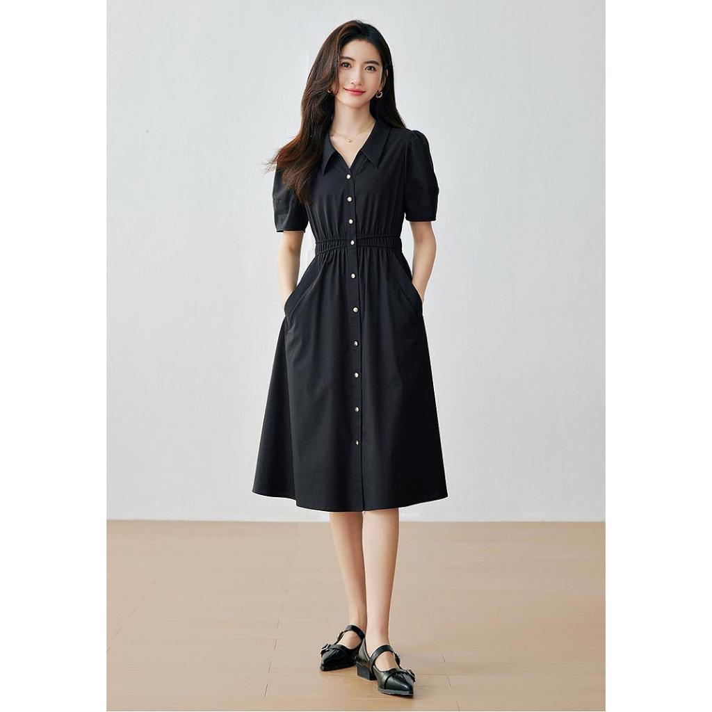 Jual YIMITA dress black natal korean style pesta hitam midi dress ...