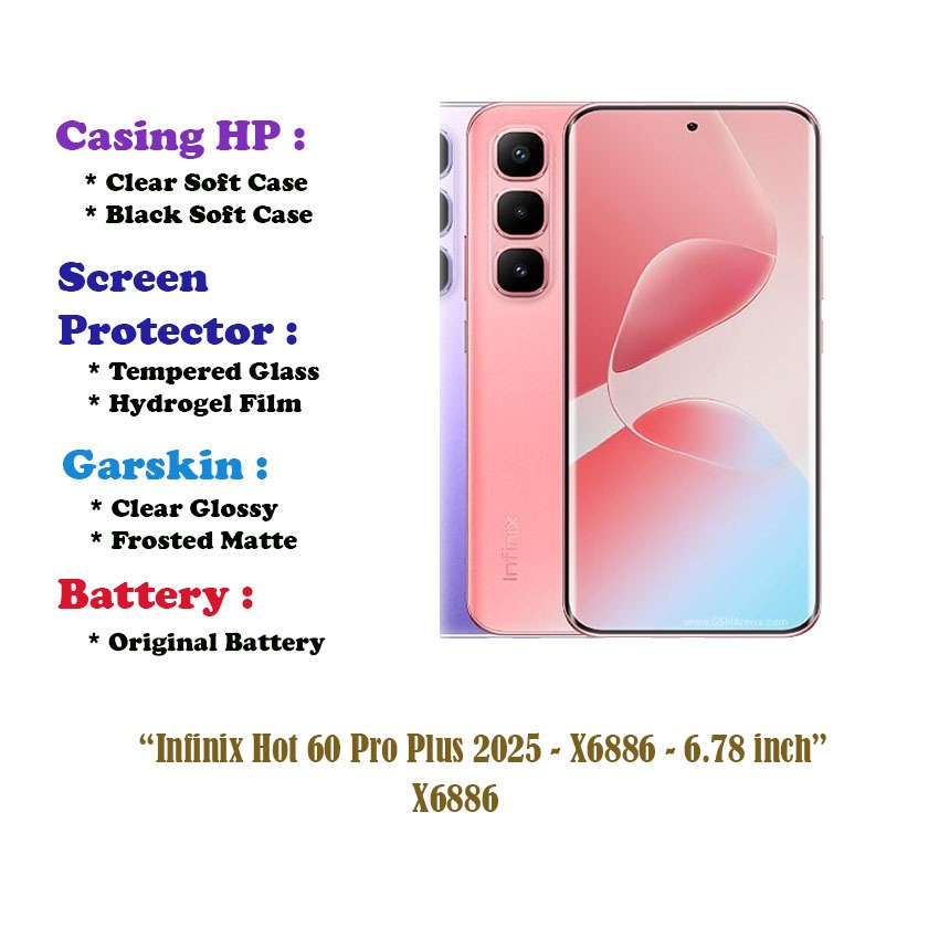Jual Infinix Hot 60 Pro Plus 2025 - X6886 - 6.78 inch - Case - Screen Protector -Dll | Shopee ...