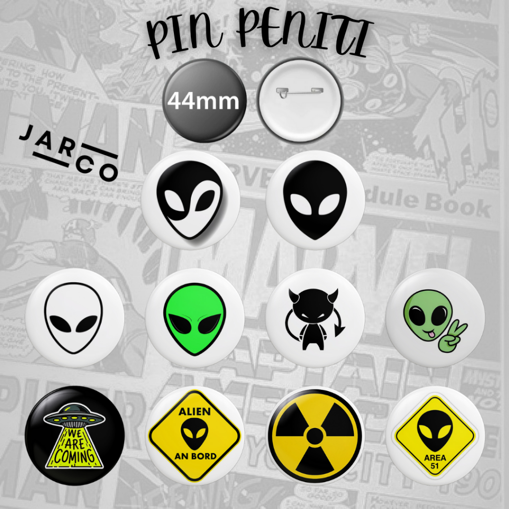 Jual Jarco - Pin peniti Bross Gambar Alien Ukuran 44mm Keren Glossy ...