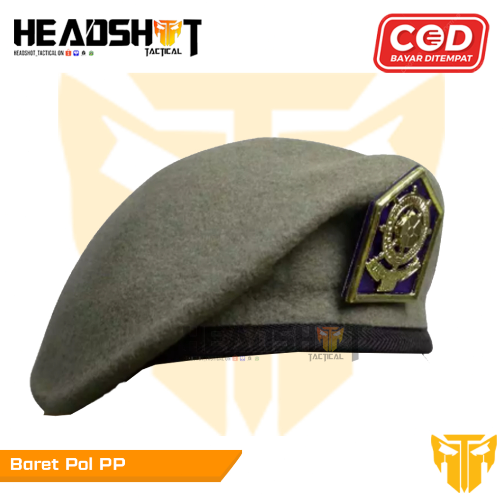 Jual Baret Satpol PP set emblem - Baret Camel Satpol PP + Emblem ...
