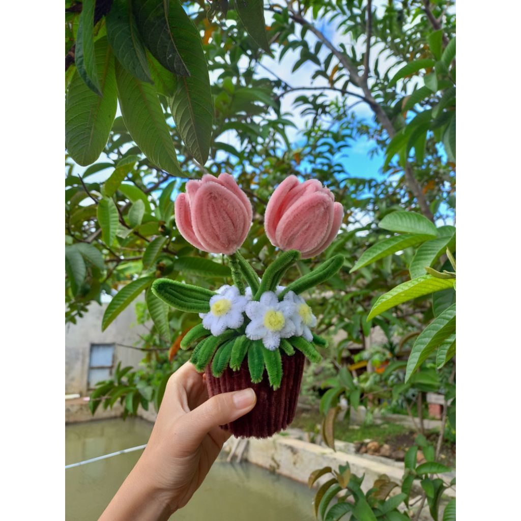 Jual Mini Pot Flower Dekorasi Aesthetic Kawat Bulu | Shopee Indonesia