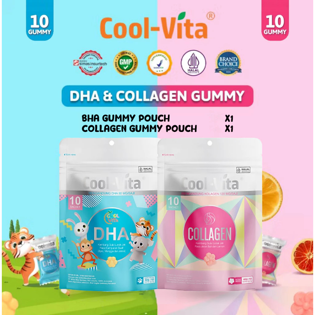 Jual COOL-VITA GUMMY POUCH || DHA & COLLAGEN 10 PCS | Shopee Indonesia