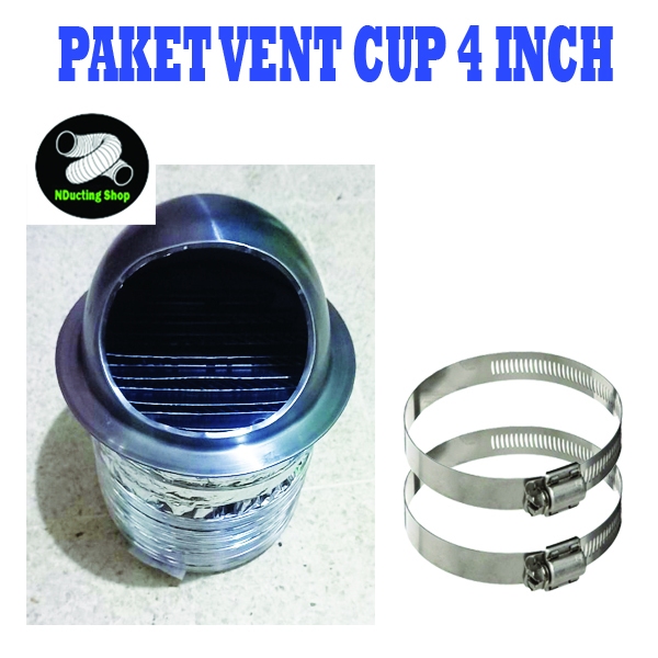 Jual Paket Vent Cup 4 inch Free Klem 2 Pcs dengan Flexible Ducting ...