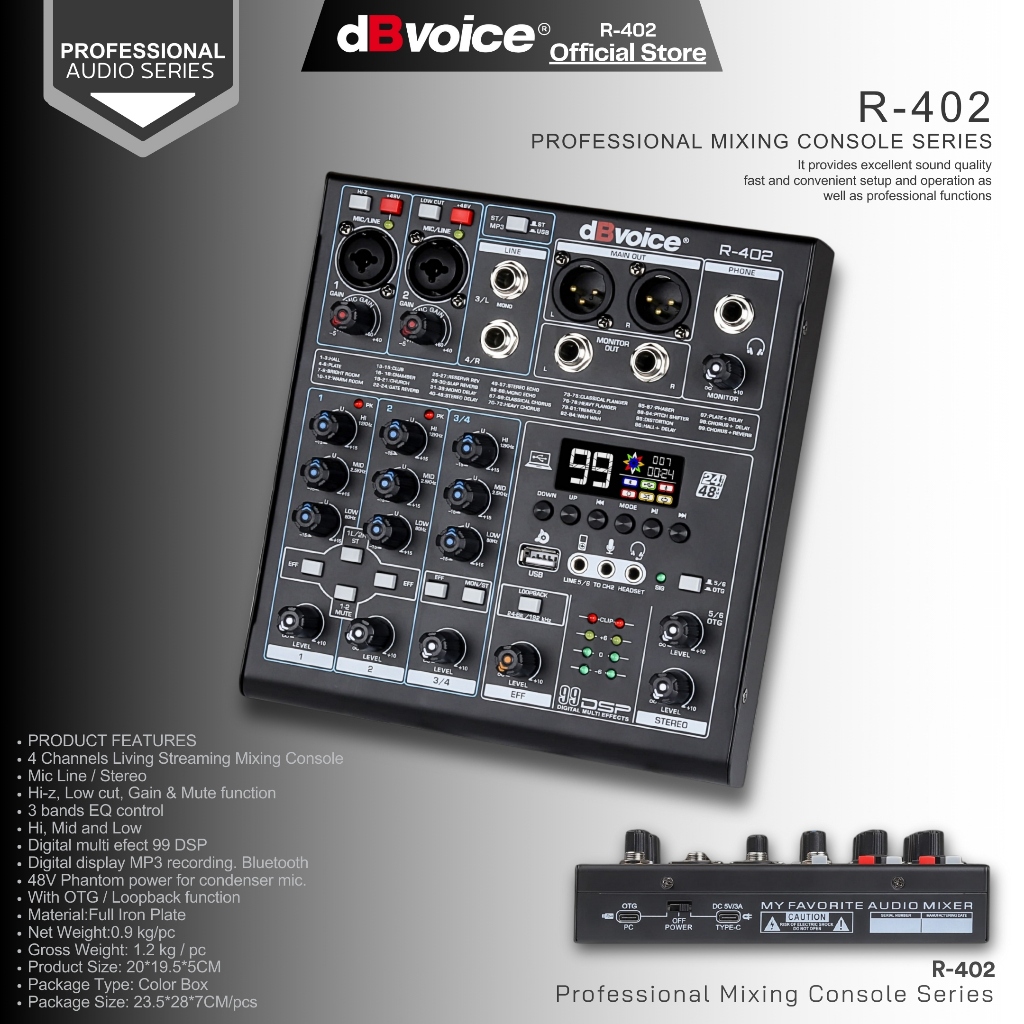 Jual Professional Mixer Spesial Live Streaming 99Dsp with OTG dBvoice ...