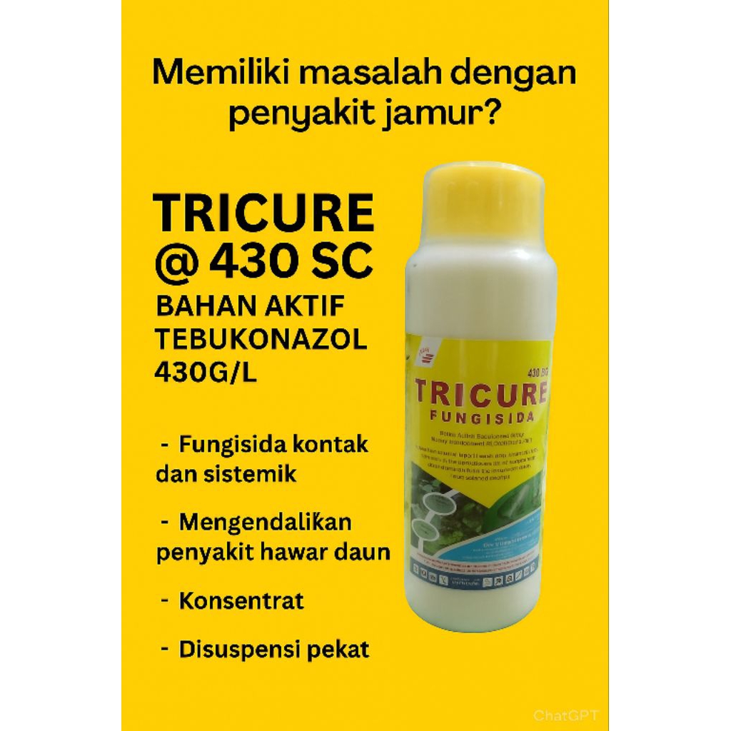 Jual fungisida tricure bahan aktif tebukonazol 430g/L kemasan 500ml ...