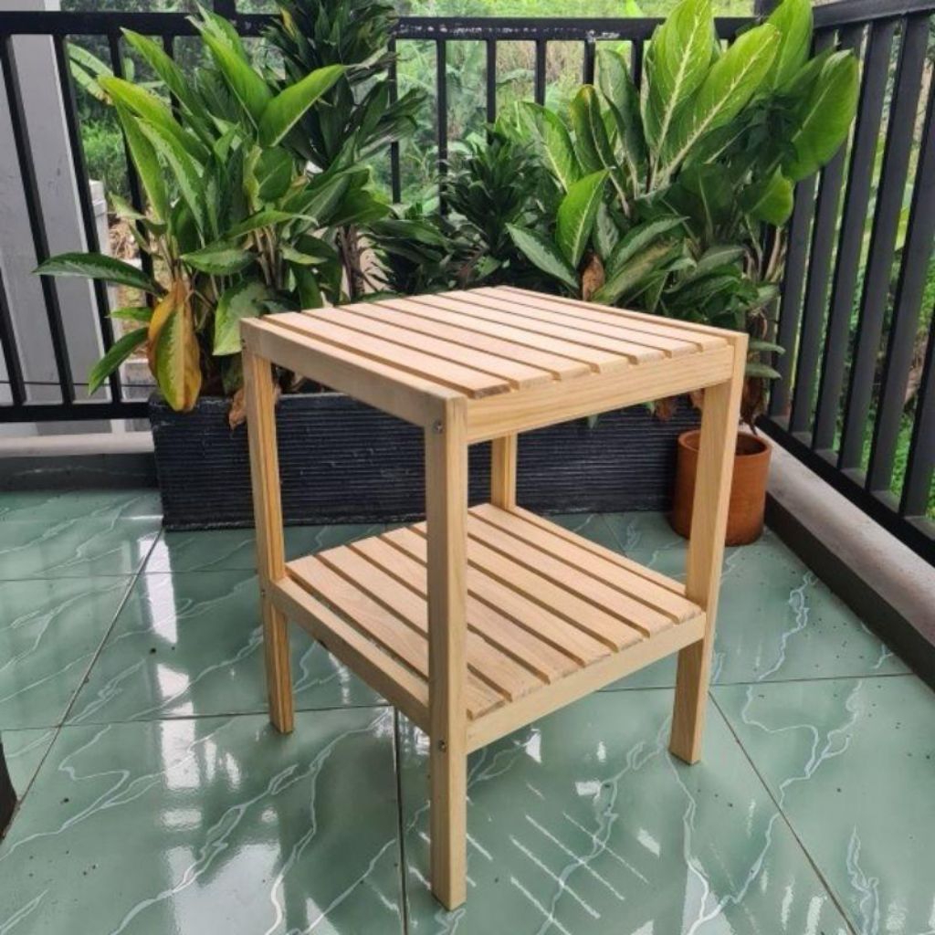 Jual rak serbaguna rak susun 2 vahan kayu finising natural halus ...
