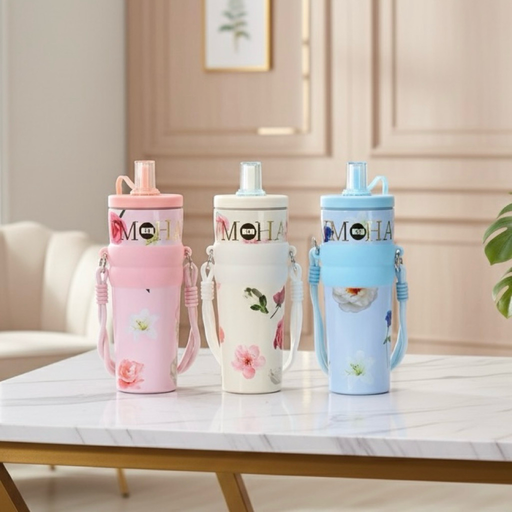 Jual Tumbler Floral 710ml Stainless SUS 316 / Tumbler Viral Feminim Tumbler Free Sedotan dan ...