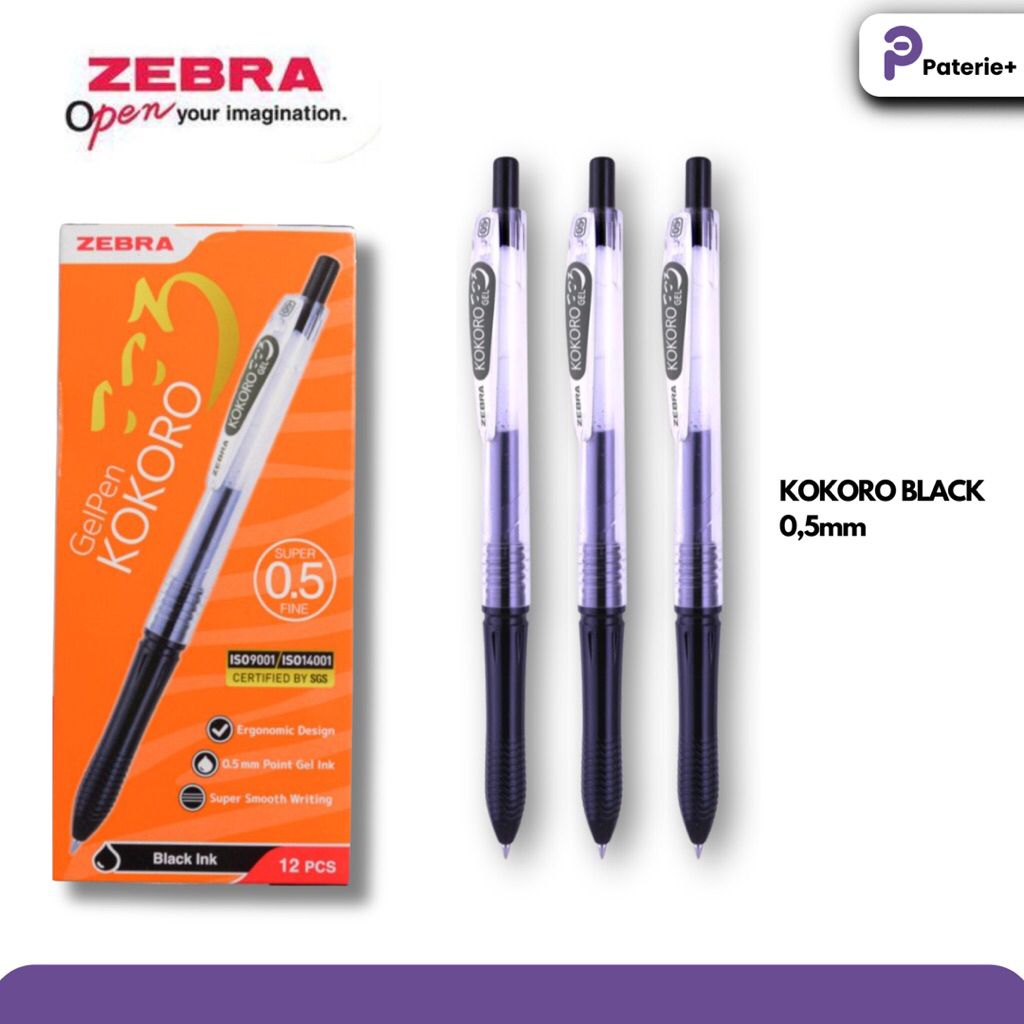 Jual Zebra Kokoro Gel Pen/Bulpen/Pen Warna Hitam (0,5 mm) HARGA SATUAN ...