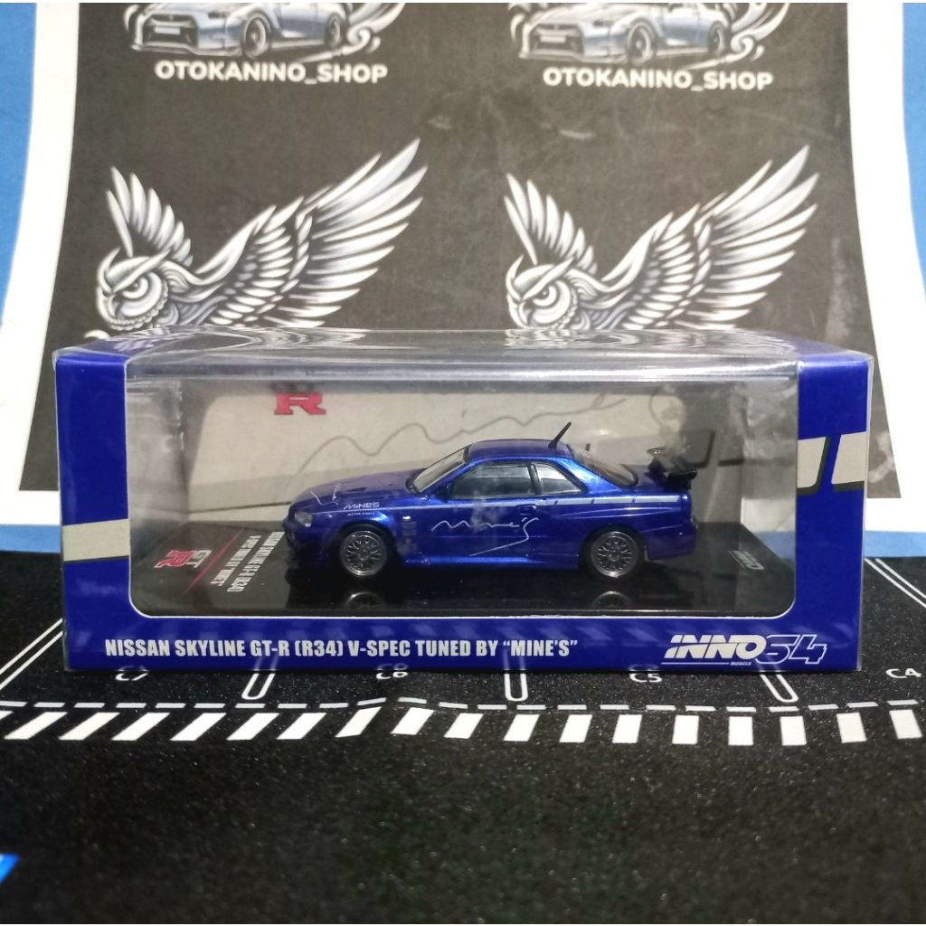 Jual Inno64 Nissan Skyline GT-R R34 Blue Biru V Spec Tuned by Mine's ...