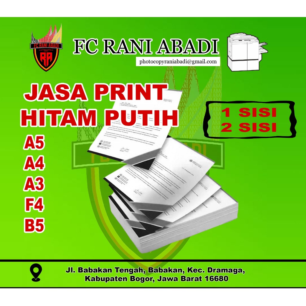 Jual Print Hitam Putih Semua Ukuran ,A4,A5,B5,F4,A3 | Shopee Indonesia