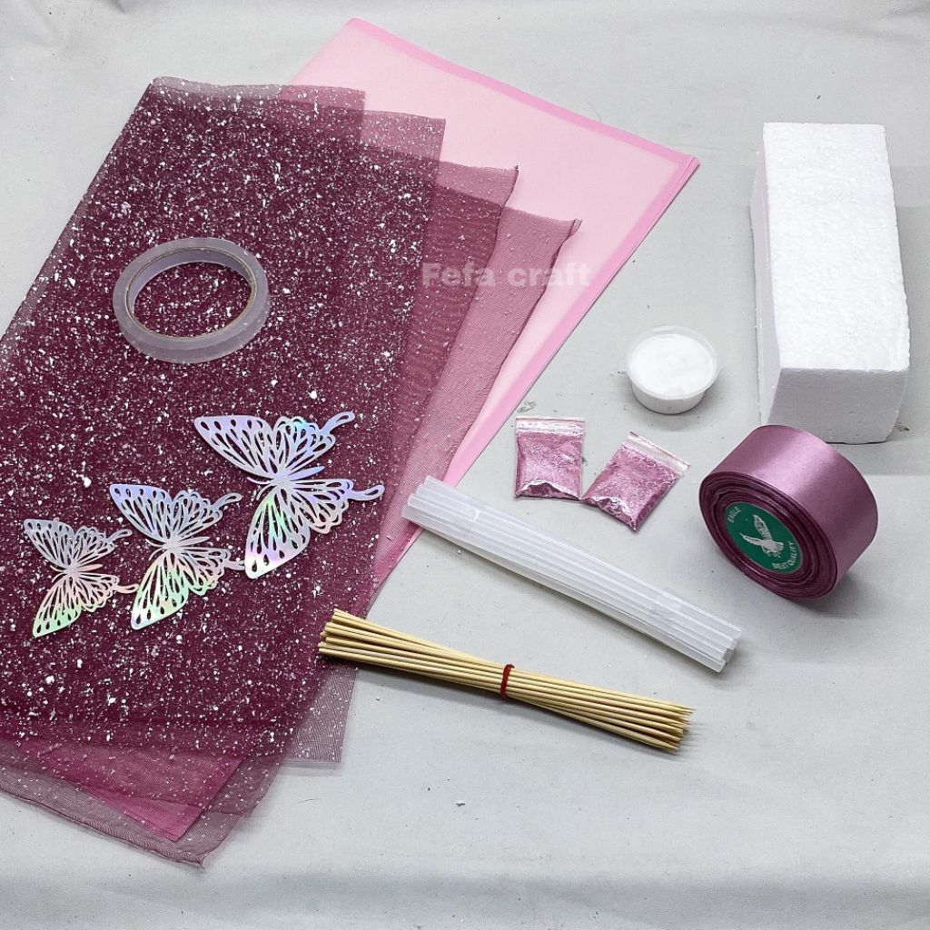 Jual PAKET BAHAN BUKET BUNGA PITA SATIN LENGKAP DAN HEMAT | Shopee ...