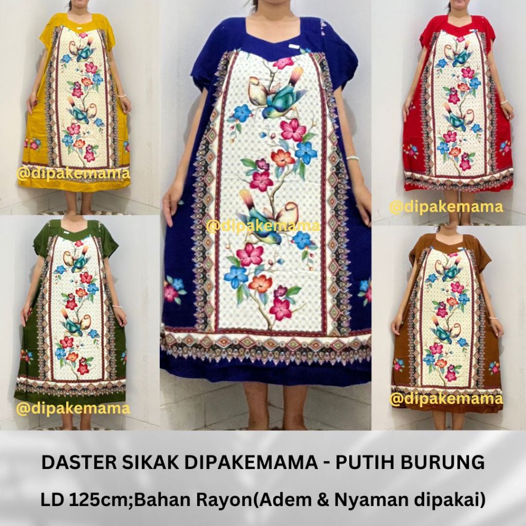 Jual DASTER SIKAK DIPAKEMAMA MOTIF PUTIH BURUNG LD MAKSIMAL 125 CM ...