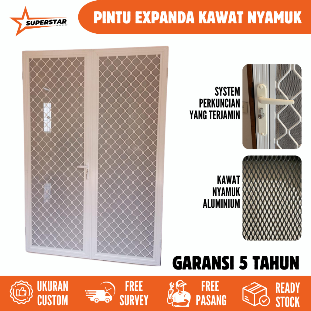 Jual Pintu Expanda Kawat Nyamuk Aluminium Anti Karat – Custom Ukuran ...