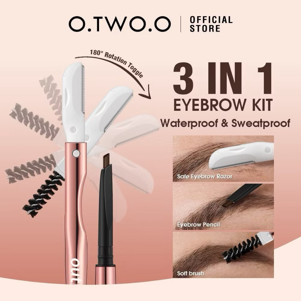 Jual [BPOM] O.TWO.O 3 In 1 Eyebrow Pencil With Eye Brow Razor Pensil ...