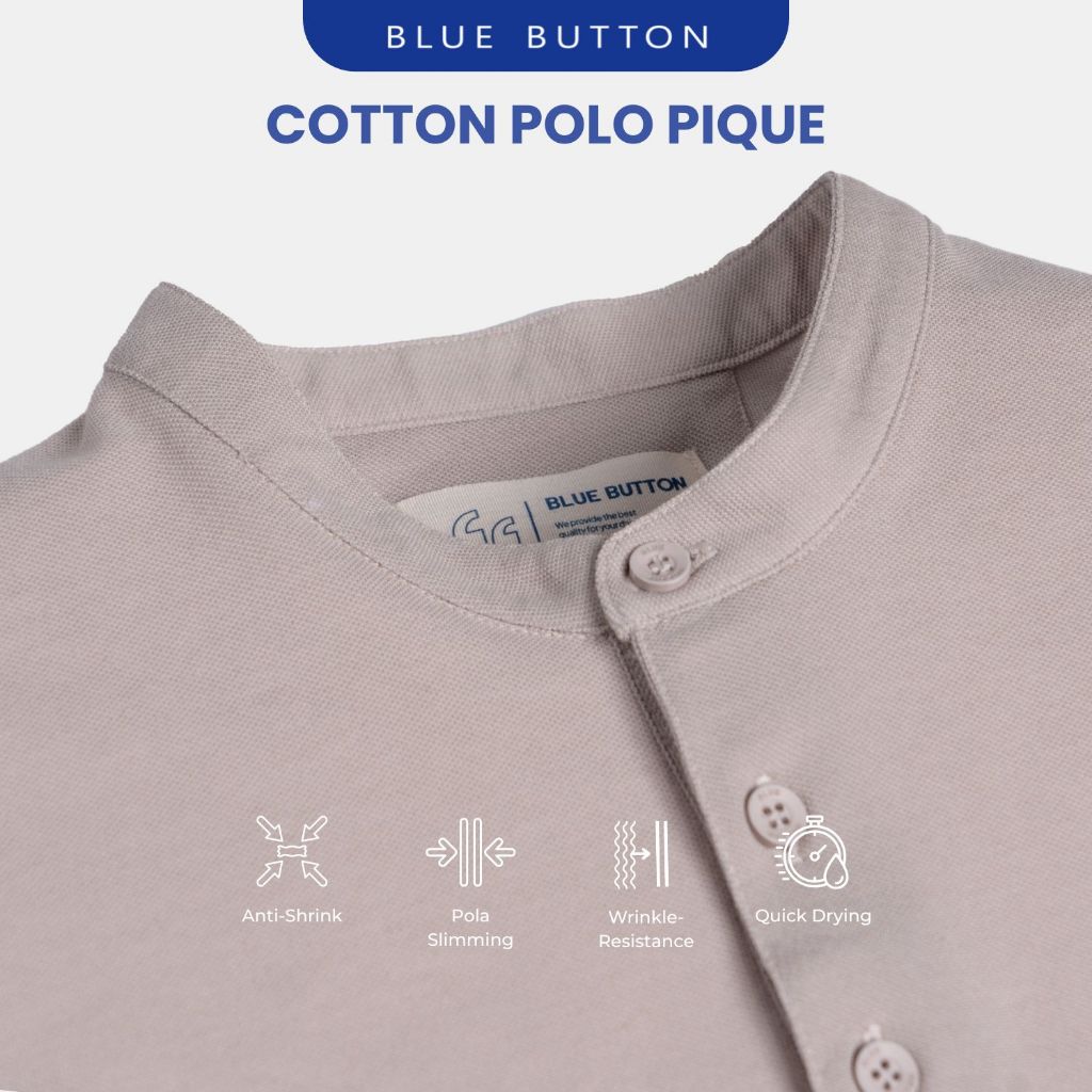 Jual BLUEBUTTON Polo Shirt Pria Kerah Shanghai Beige | Shopee Indonesia