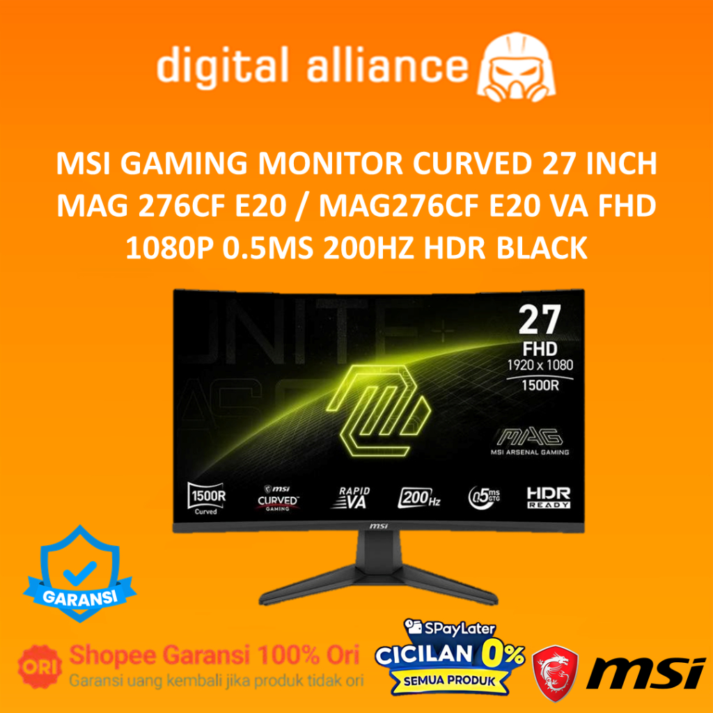 Jual MSI GAMING MONITOR CURVED 27 INCH MAG 276CF E20 / MAG276CF E20 VA ...