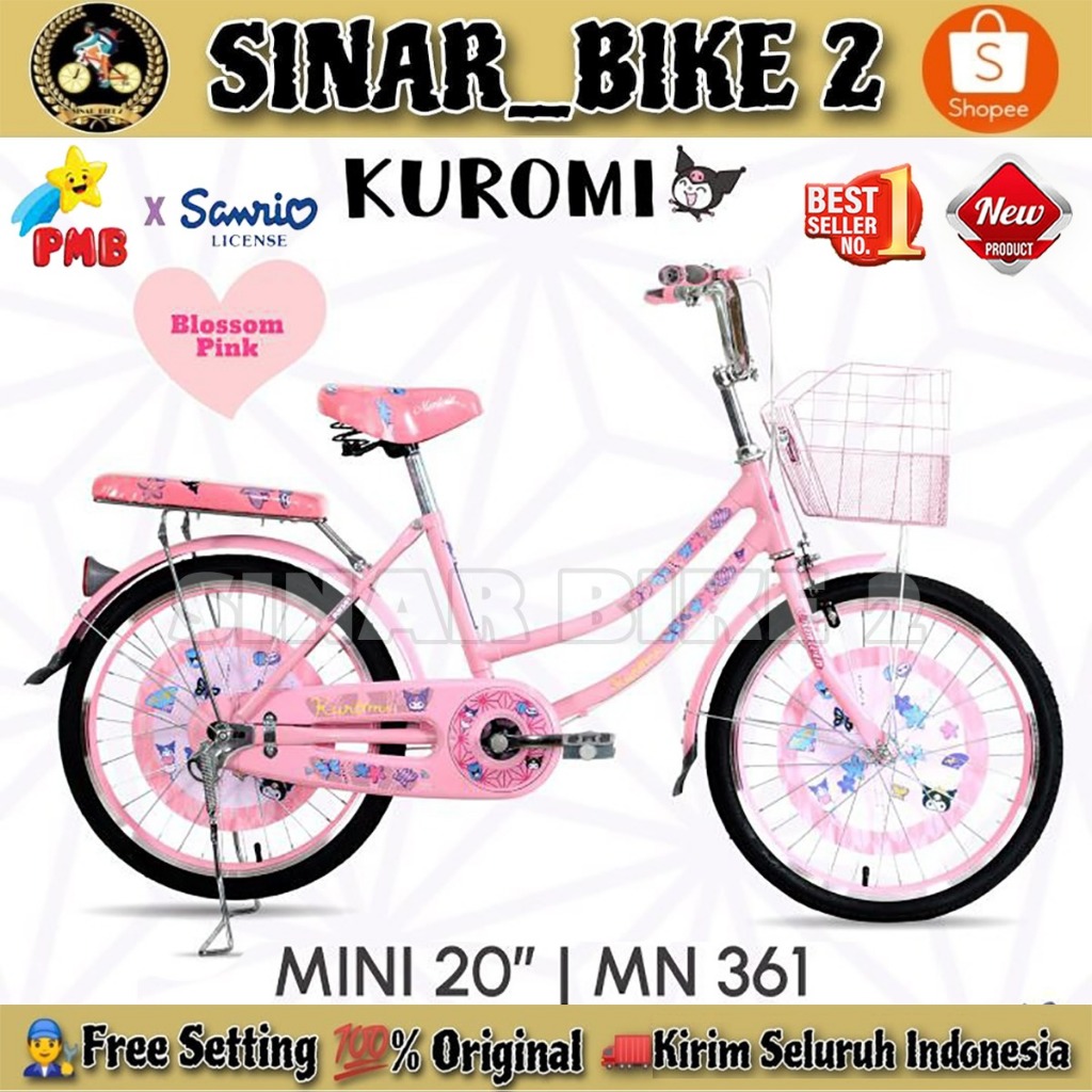 Jual Sepeda Mini Keranjang Perempuan PMB MN 361 KUROMI Ukuran 20 inch ...