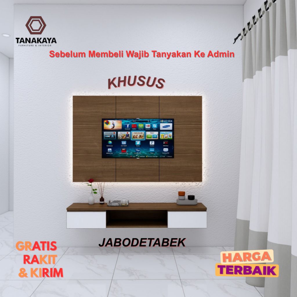 Jual BACKDROP TV RAK DINDING MINIMALIS - BACKDROP TV BEKASI - HPL TACO ...