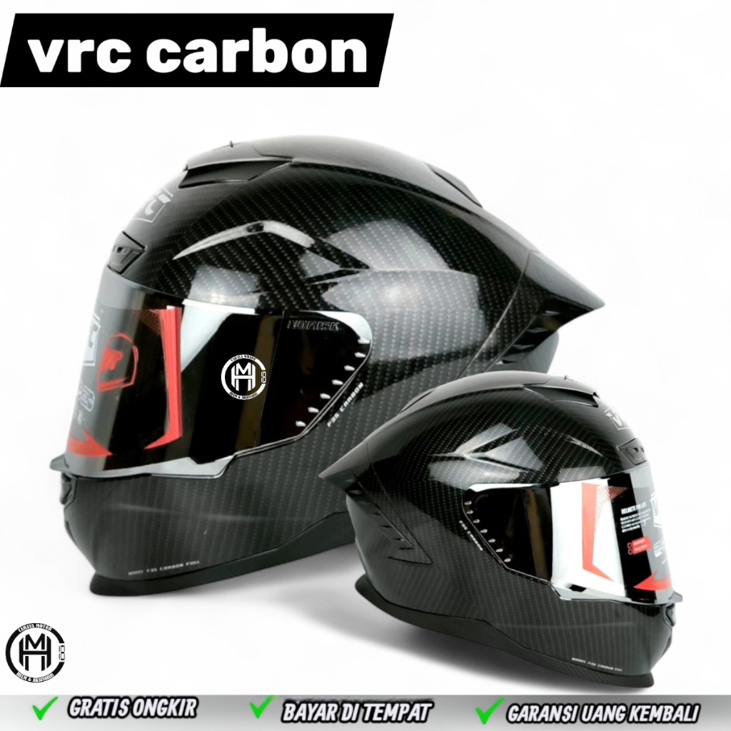 Jual Helm Full Face vrc Carbon Dewasa Visor Iridium Silver SNI | Shopee ...